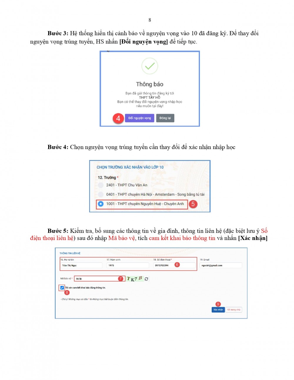 Hỗ trợ HS/CMHS xác nhận nhập nhập học năm học 2024-2025